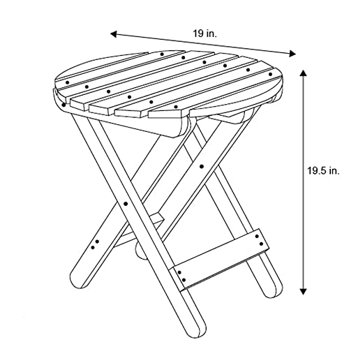 Classic Design Adirondack Round Folding Patio Table with Slated Top & Genuine Cedar Wood Construction | Aqua Blue Color Weatherproof Finish Best for Indoor Outdoor Use | Water & Rust Resistant