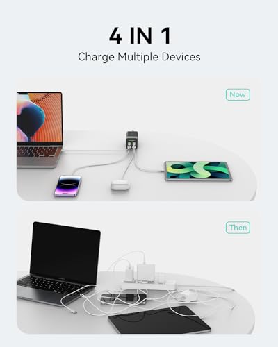 MOKiN 150W USB-C Charging Stations, GaN II PD 3.1 Wall Charger, 4-Port, for iPhone, Galaxy, iPad, MacBook, Dell, HP and More.