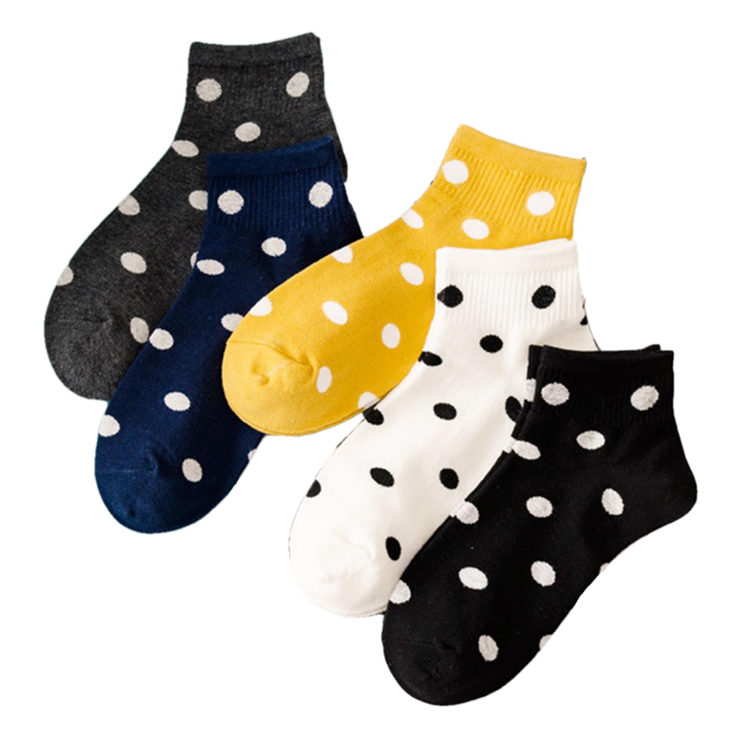 Benefeet Sox Cute Ankle Socks for Women Girls Novelty Polka Dot Patterned Socks Funny Colorful Designed Summer Short Socks Cool Cotton Low Cut Socks Casual Socks 5 Pair
