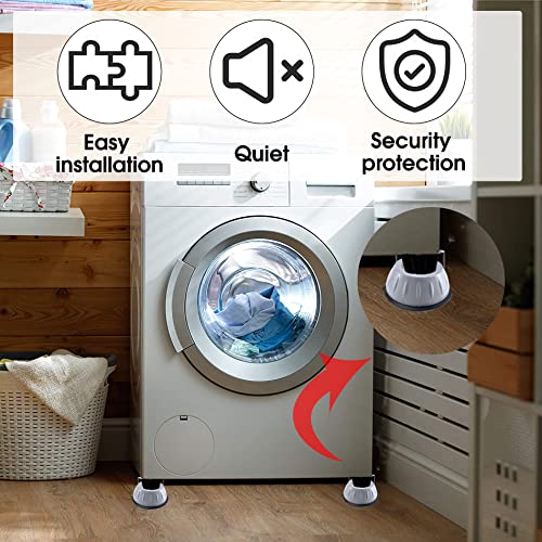 VAIIEYO 4Pcs Shock & Noise Cancelling Washing Machine Support, Anti Slip Rubber Washing Machine Feet Pads, Washing Machine Stabilizer, Anti-Walking Rubber Pads for Home Appliances, Universal Size