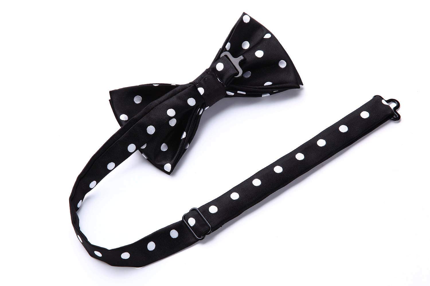 HISDERN Bow Ties for Men Polka Dot Pretied Bowtie Black Classic Formal Business Bow Tie Adjustable Tuxedo Bowties for Wedding & Party