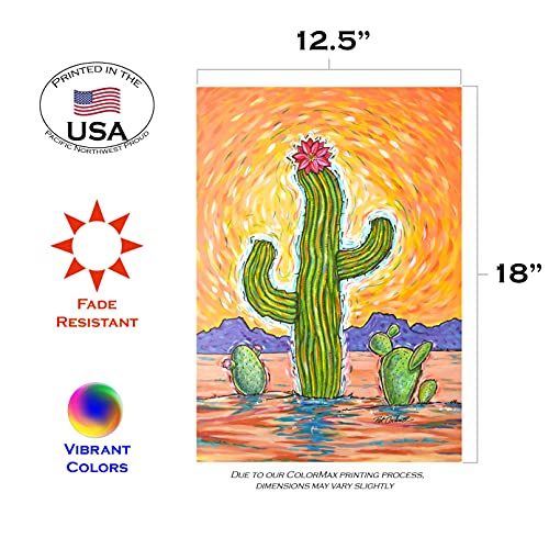Toland Home Garden 1112540 Groovy Cactus Summer Flag 12x18 Inch Double Sided for Outdoor Desert House Yard Decoration