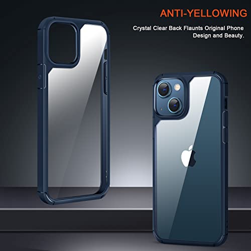 TENDLIN Compatible with iPhone 13 Mini Case Crystal Clear Hard Back Soft Bumper Protective Case (Blue)