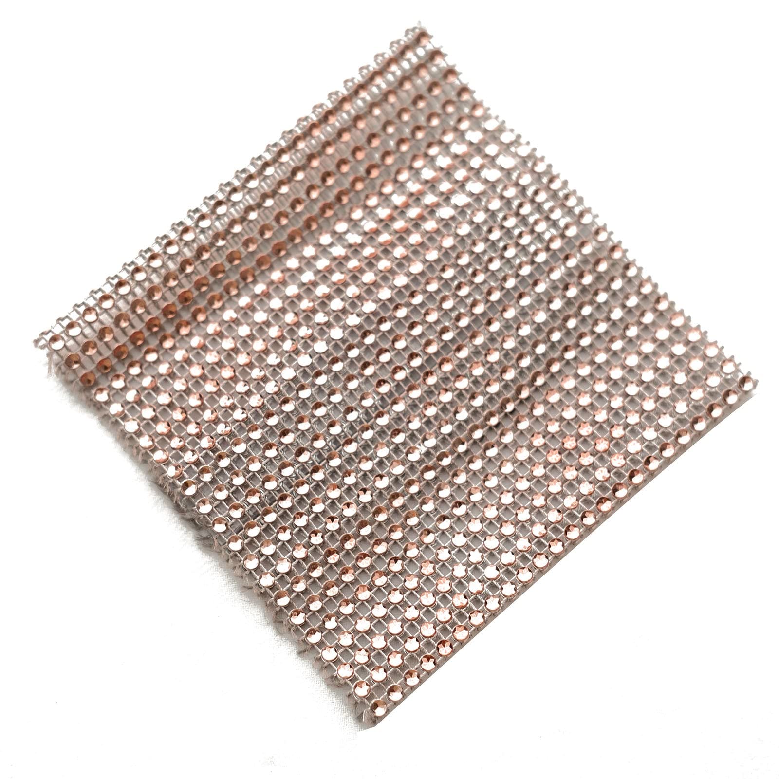 Tableclothsfactory 4 Pack | Blush/Rose Gold Large Rhinestone Mesh Chair Sash Clips, Backdrop Curtain Bands - 5"X10"