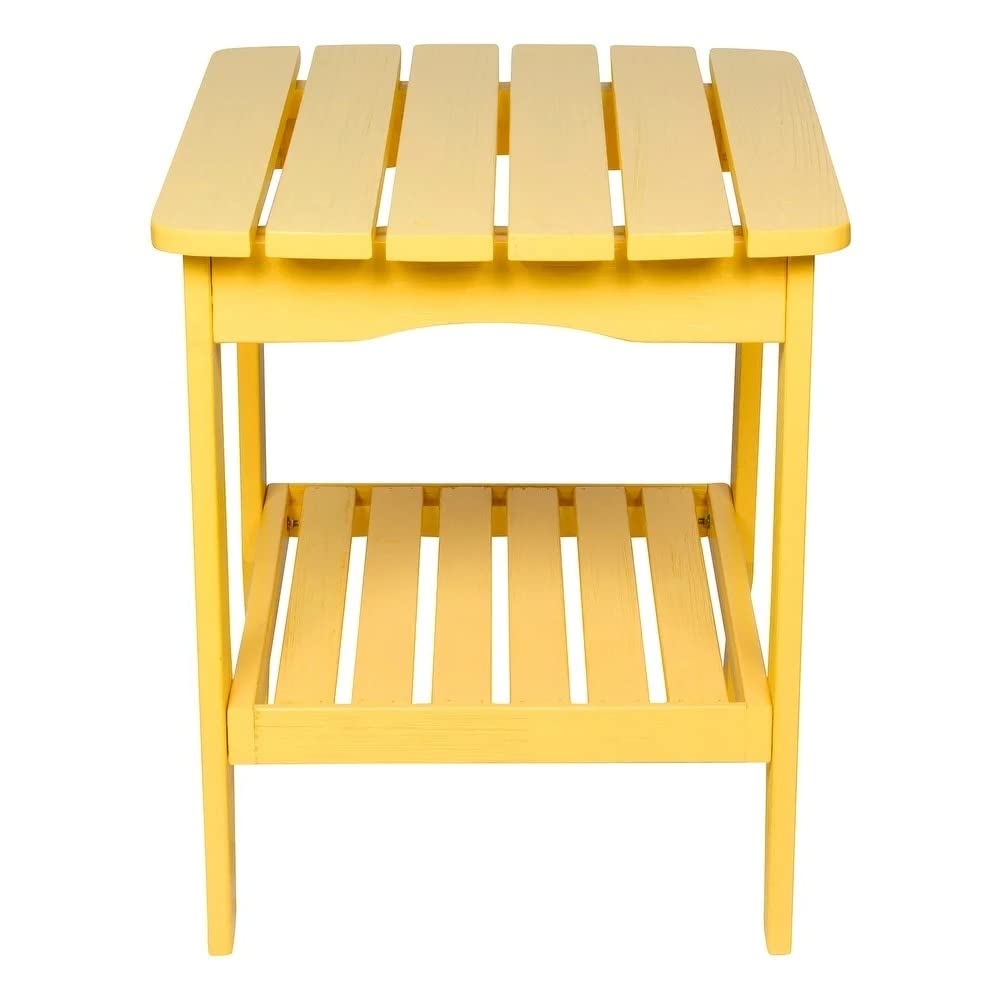 Classic Adirondack Rectangle Patio Table With Slated Top & Genuine Cedar Wood Construction 24"Lx19"Wx22"H | Lemon Yellow Color Weatherproof Finish Best For Indoor Outdoor Use | Water & Rust Resistant