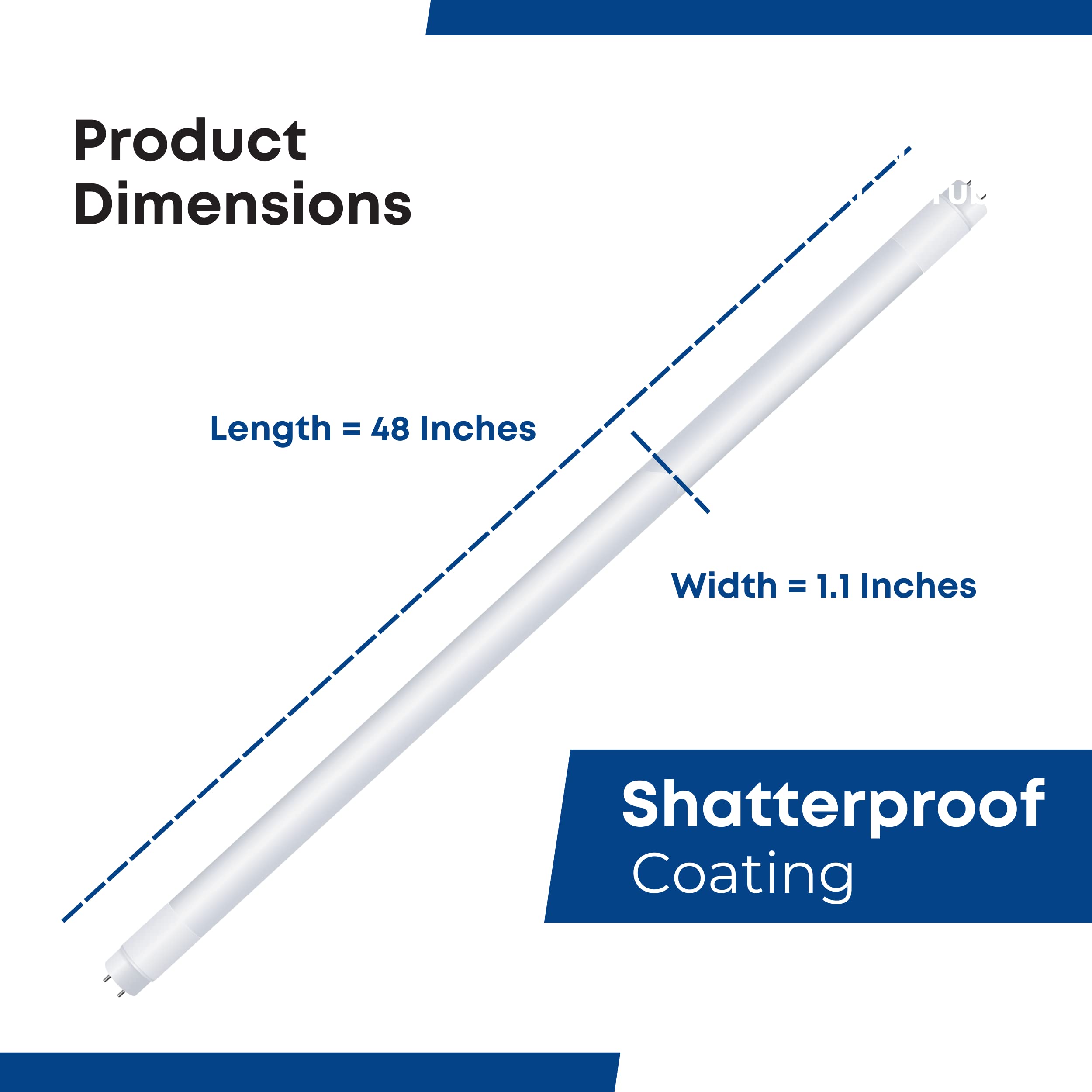 Feit Electric LED 4ft Bulbs T8, 32 Watt Equivalent, Type A Tube Light, Plug & Play, T8 LED Tubes, LED Fluorescent Replacement, Frosted, T848/850/LEDG2/2/5, Daylight, 10 Pack