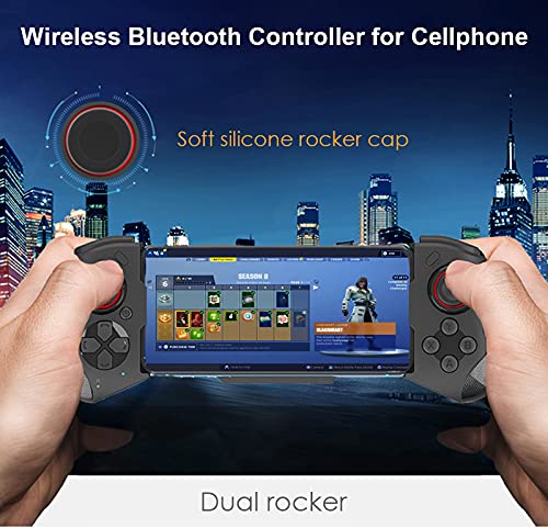 Megadream Gamepad Controller for iOS, Wireless Gaming Gamepad Joystick for iPhone 13/12 Pro/Mini, iPhone 11/11 Pro/Max, iPhone Xs, XR X, 8 Plus, iPad, MacBook, iOS 13.4+ - Direct Play (Black+Bluered)