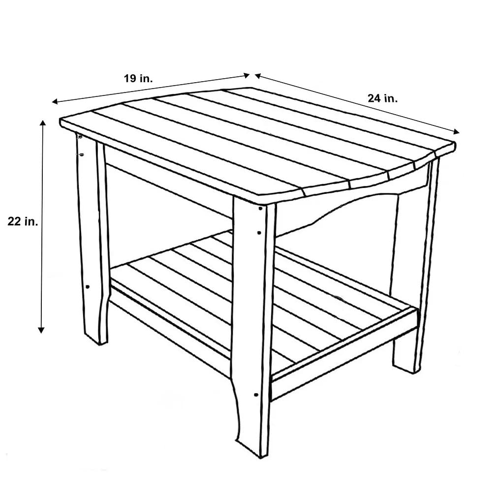 Classic Adirondack Rectangle Patio Table With Slated Top & Genuine Cedar Wood Construction 24"Lx19"Wx22"H | Lemon Yellow Color Weatherproof Finish Best For Indoor Outdoor Use | Water & Rust Resistant