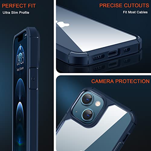 TENDLIN Compatible with iPhone 13 Mini Case Crystal Clear Hard Back Soft Bumper Protective Case (Blue)