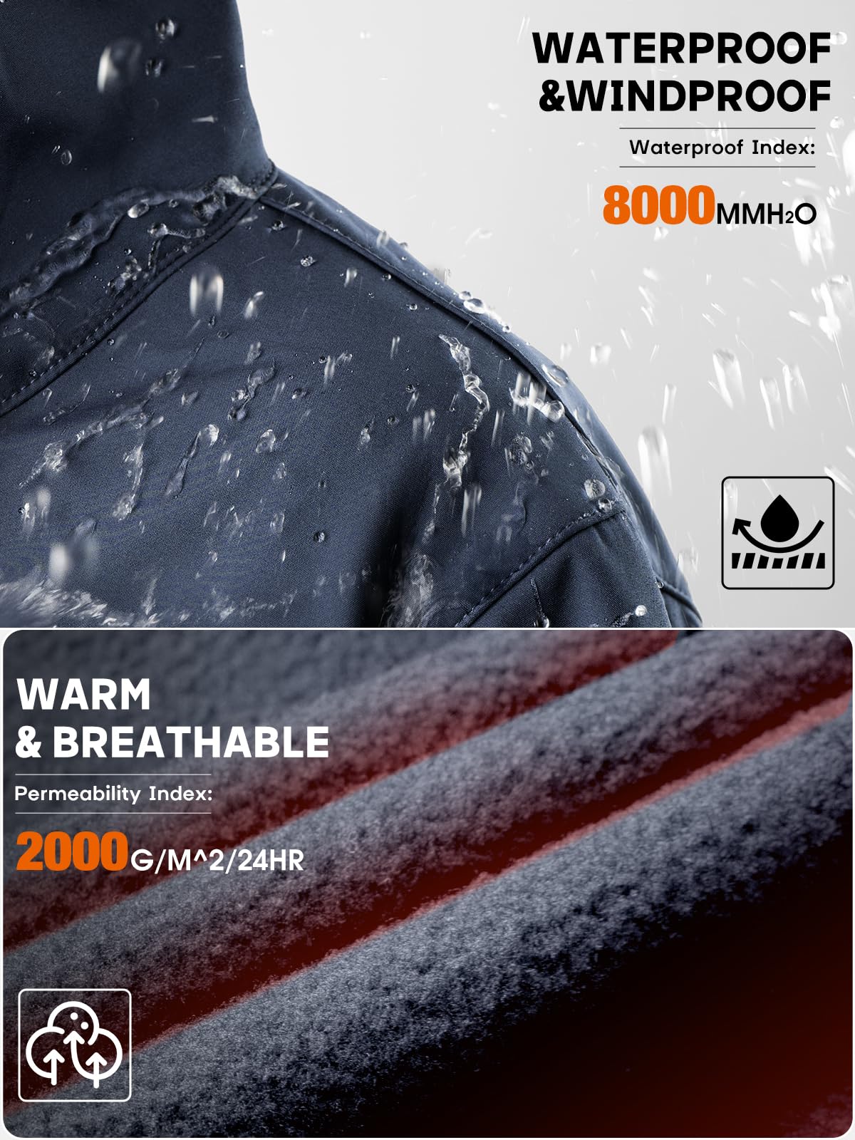 FREE SOLDIER Men's Outdoor Waterproof Soft Shell Hooded Military Tactical Jacket (Dark Navy XX-Large/US)