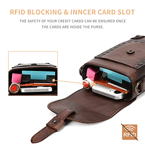 Montana West Crossbody Handbag Genuine Leather Shoulder Bag Mini Vintage Cell Phone Purse for Women Dark Brown MWG02-9062_CF