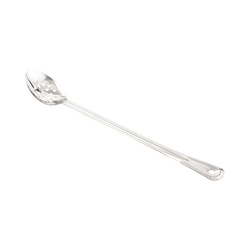 Restaurantware Met Lux 18 Inch Serving Spoon Perforated Cooking Spoon - Heavy-Duty Serving Utensil For Parties Catering Banquets or Homes Silver Stainless Steel Buffet Spoon Ergonomic Handle