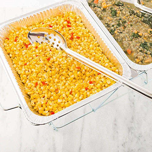 Restaurantware Met Lux 18 Inch Serving Spoon Perforated Cooking Spoon - Heavy-Duty Serving Utensil For Parties Catering Banquets or Homes Silver Stainless Steel Buffet Spoon Ergonomic Handle