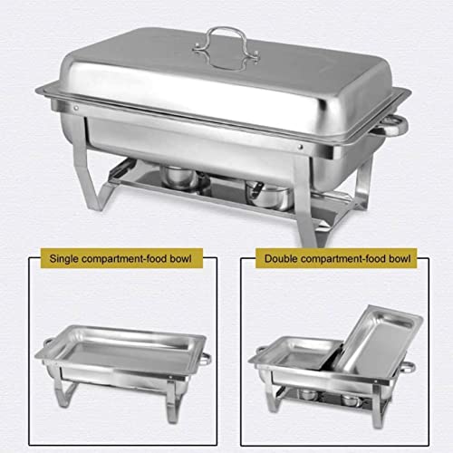 Stainless Steel Food Warmer Buffet Dish Catering Pan, Buffet Heater Stainless Steel Chafing Dish with Food Pans Fuel Holders, for Catering Buffet (Three Grid) (Single Grid)