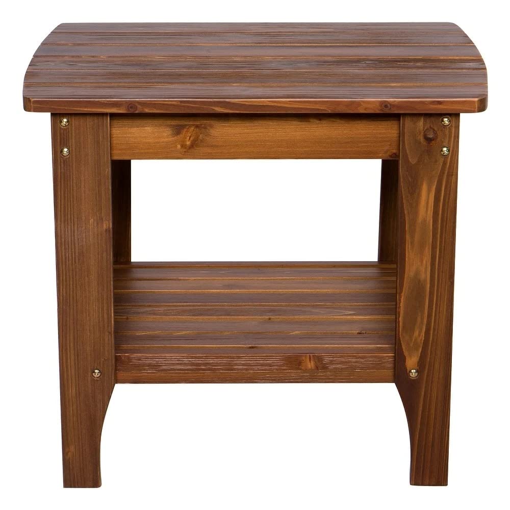 Classic Adirondack Rectangle Patio Table with Slated Top & Genuine Cedar Wood Construction 24" Lx19 Wx22 H | Oak Brown Color Weatherproof Finish Best for Indoor Outdoor Use | Water & Rust Resistant