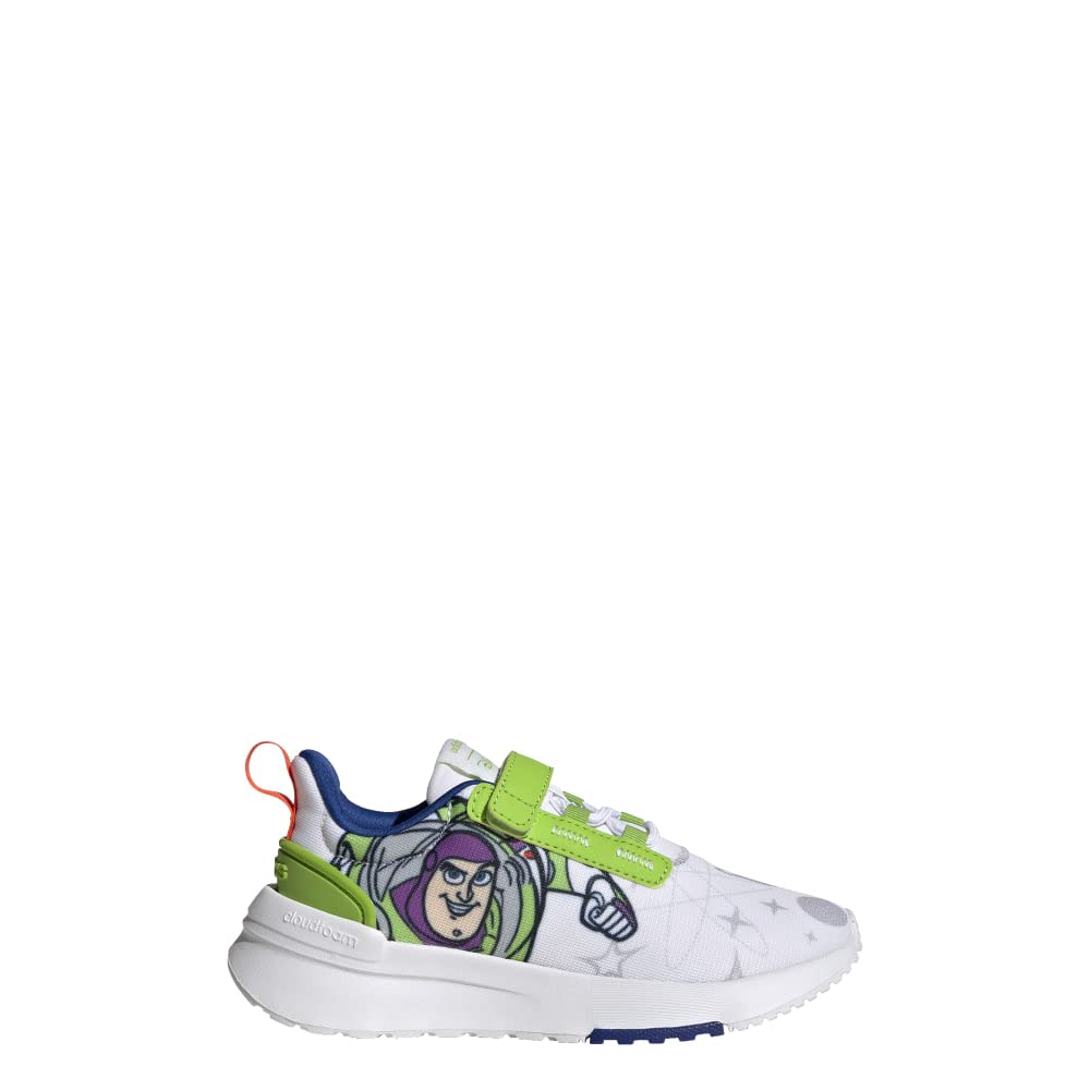 adidas Racer TR21 Running Shoe, FTWR White/FTWR White/Semi Solar Green (Buzz Lightyear), 1 US Unisex Little Kid