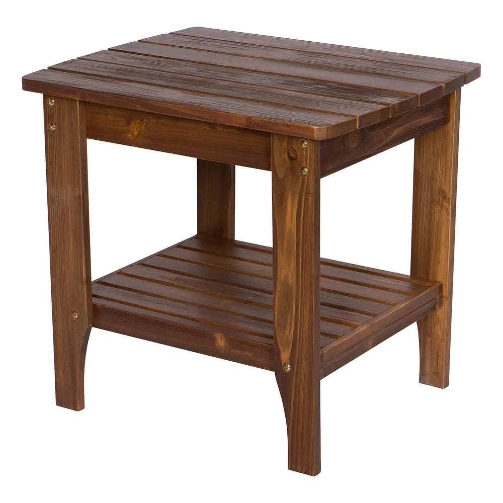 Classic Adirondack Rectangle Patio Table with Slated Top & Genuine Cedar Wood Construction 24" Lx19 Wx22 H | Oak Brown Color Weatherproof Finish Best for Indoor Outdoor Use | Water & Rust Resistant