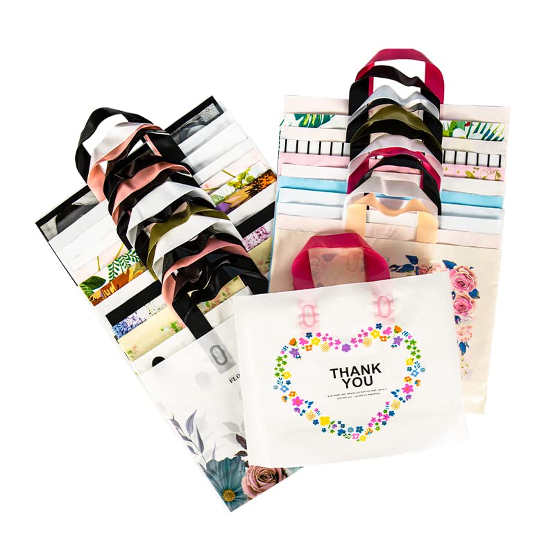 Custom Plastic Bags with Handle Logo Words Personalized Merchandise Packing Bags for Shirts Party 50 100 200 Pcs Options
