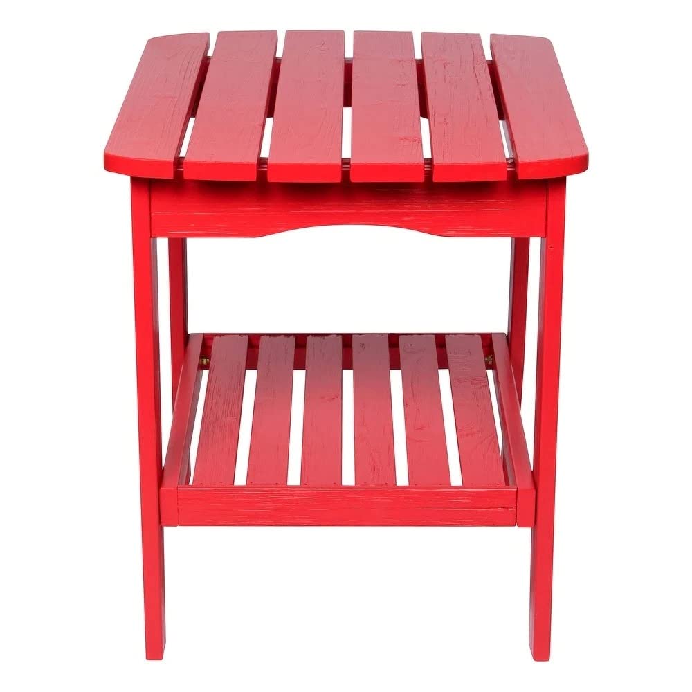 Classic Adirondack Rectangle Patio Table with Slated Top & Genuine Cedar Wood Construction 24" Lx19 Wx22 H | Chili Red Color Weatherproof Finish Best for Indoor Outdoor Use | Water & Rust Resistant
