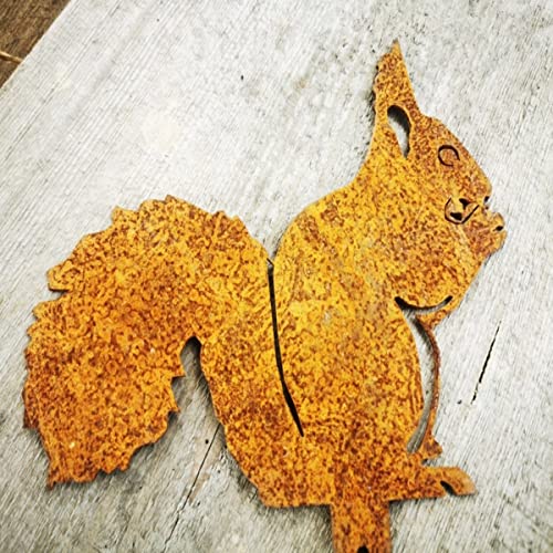 GZGNEEVL Garden Decoration Rusty Animal Garden Metal Art Corten Steel Outdoor Decor Squirrel Yard Handmade Decor