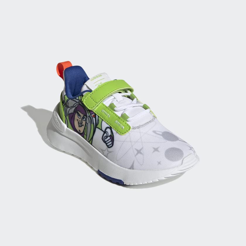 adidas Racer TR21 Running Shoe, FTWR White/FTWR White/Semi Solar Green (Buzz Lightyear), 1 US Unisex Little Kid