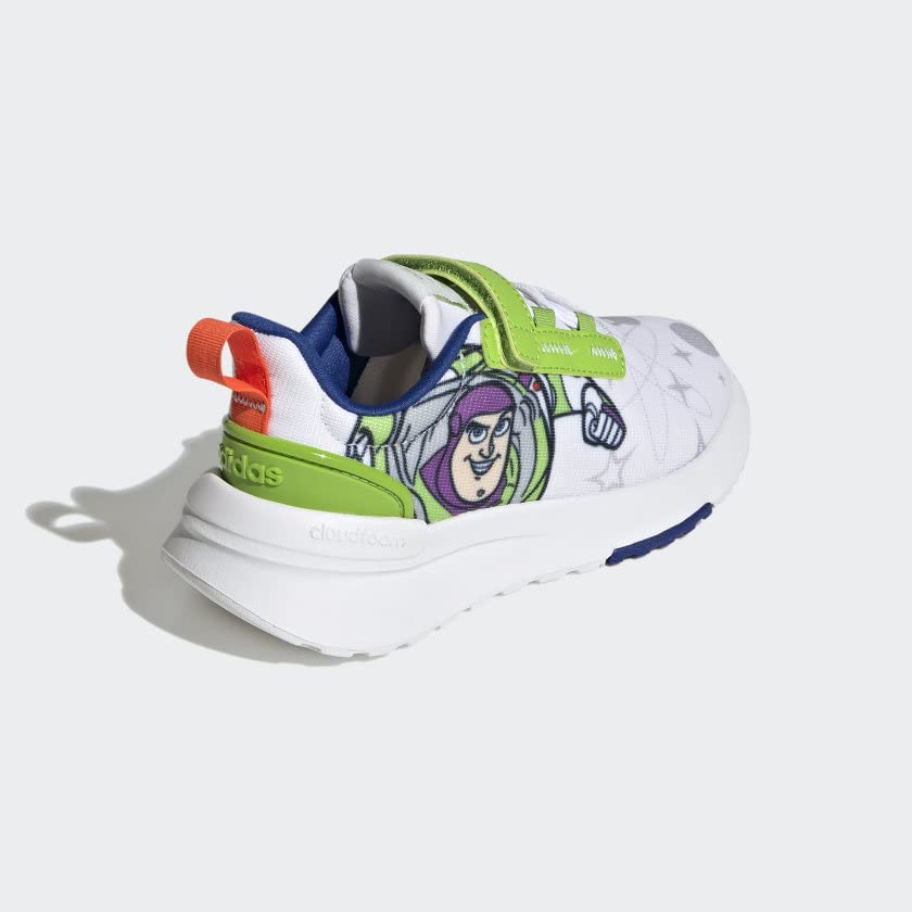 adidas Racer TR21 Running Shoe, FTWR White/FTWR White/Semi Solar Green (Buzz Lightyear), 1 US Unisex Little Kid
