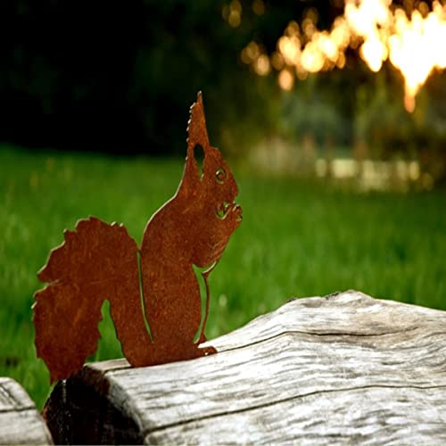 GZGNEEVL Garden Decoration Rusty Animal Garden Metal Art Corten Steel Outdoor Decor Squirrel Yard Handmade Decor
