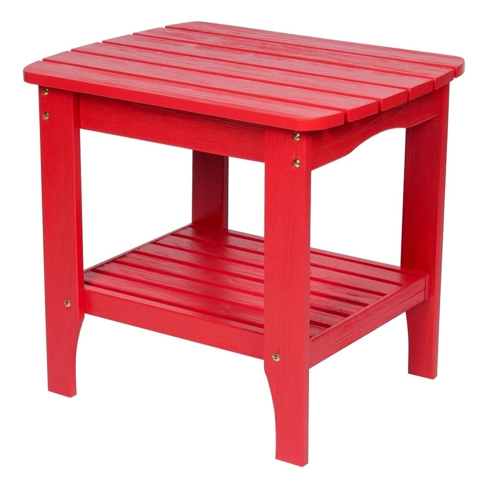 Classic Adirondack Rectangle Patio Table with Slated Top & Genuine Cedar Wood Construction 24" Lx19 Wx22 H | Chili Red Color Weatherproof Finish Best for Indoor Outdoor Use | Water & Rust Resistant