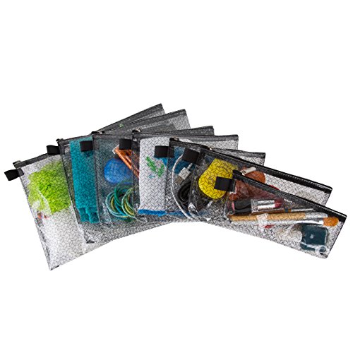 Travelon Set of 7 Packing Envelopes, Clear with Black Trim, Assorted Sizes