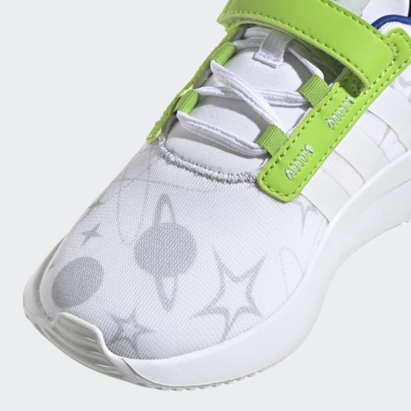 adidas Racer TR21 Running Shoe, FTWR White/FTWR White/Semi Solar Green (Buzz Lightyear), 1 US Unisex Little Kid