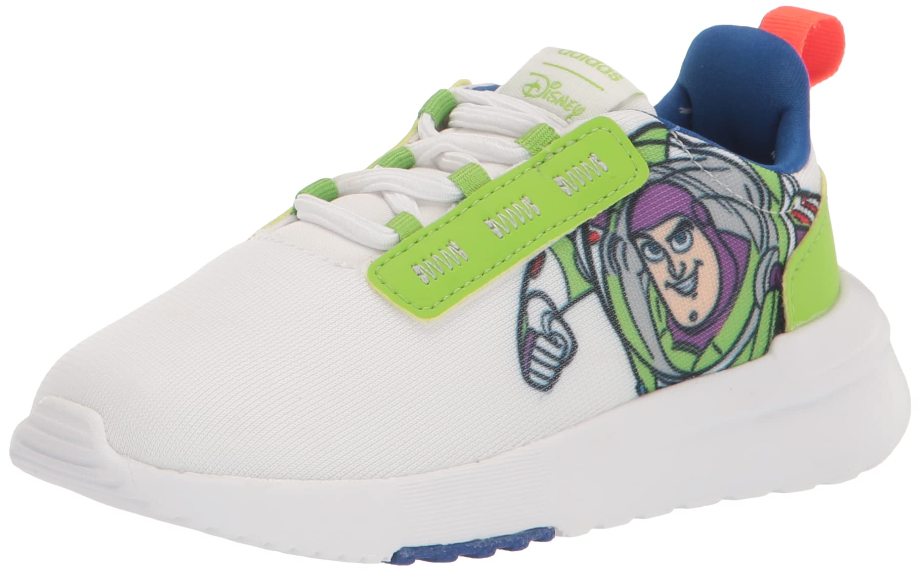 adidas Racer TR21 Running Shoe, FTWR White/FTWR White/Semi Solar Green (Buzz Lightyear), 1 US Unisex Little Kid