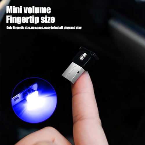 ZKFAR 4 PCS Car USB Multi-Function Ambient Light, DC 8-12V 3258-2SMD RGB High-Brightness Button-Adjustable Night Light, Type with Photosensitive Sensor, Suitable for Most Models (Blue)