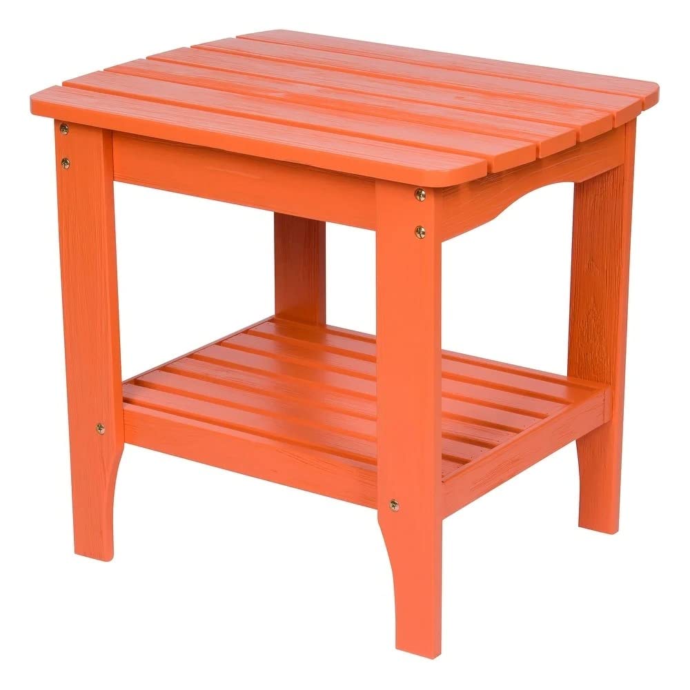Classic Adirondack Rectangle Patio Table with Slated Top & Genuine Cedar Wood Construction 24" Lx19 Wx22 H | Orangish Color Weatherproof Finish Best for Indoor Outdoor Use | Water & Rust Resistant