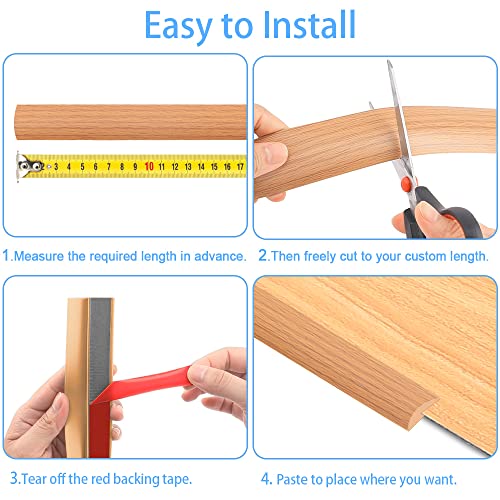 6.56 FT Carpet & Floor Transition Strip, PVC Self Adhesive Edging Trim Strip, Carpet Trim, for Edging Floors and Carpets with Height Less Than 0.2in/5mm (Brown Wood Grain)
