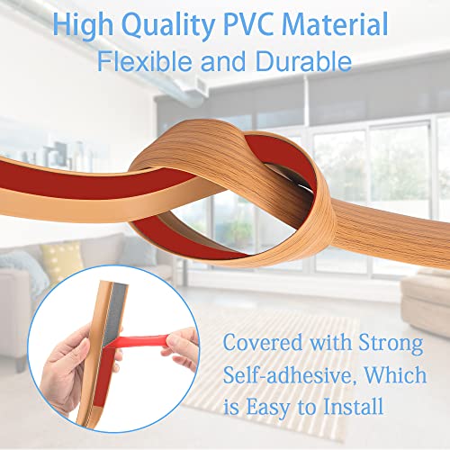 6.56 FT Carpet & Floor Transition Strip, PVC Self Adhesive Edging Trim Strip, Carpet Trim, for Edging Floors and Carpets with Height Less Than 0.2in/5mm (Brown Wood Grain)