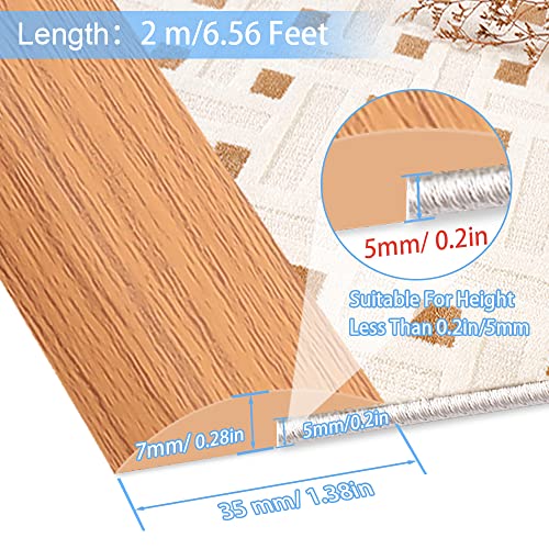 6.56 FT Carpet & Floor Transition Strip, PVC Self Adhesive Edging Trim Strip, Carpet Trim, for Edging Floors and Carpets with Height Less Than 0.2in/5mm (Brown Wood Grain)