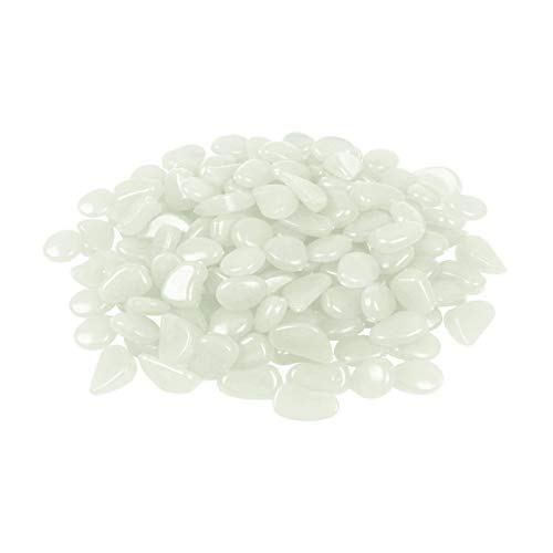 Qguai 100pcs Glow in The Dark Aquarium Rocks Fish Tank Decoration Rocks Stones Aquarium Ornament Glowing Rocks Pebbles for Terrarium Plants Pots Vases Garden Patio Lawn - 0.9" - White…