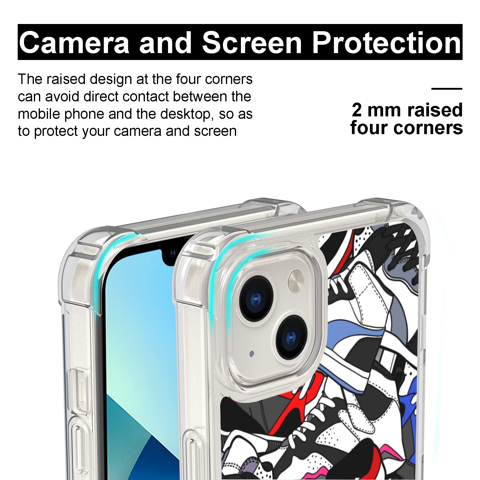 Axulimin Cool Shoe Clear Phone Case for iPhone 13 Mini Case for Teen Boys Men Kids Boys - 5.4 Inch