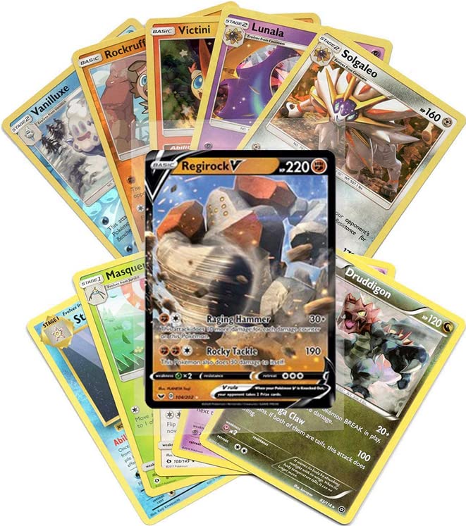 Pokémon Cards - 50 Card Assorted Lot with Guaranteed V Pokemon