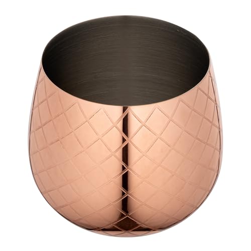 Restaurantware 24-OZ Pineapple Drink Tumbler: Perfect for Bars Restaurants and Catered Events - Copper Drink Cup with Silver Stainless Steel Interior Lining and Straw Slot - 1-CT