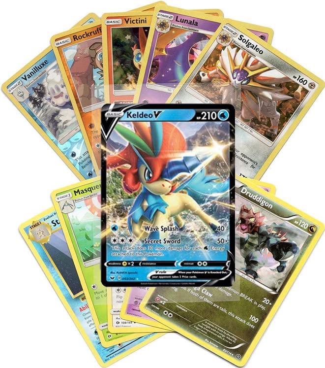 Pokémon Cards - 50 Card Assorted Lot with Guaranteed V Pokemon