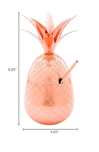 Restaurantware 24-OZ Pineapple Drink Tumbler: Perfect for Bars Restaurants and Catered Events - Copper Drink Cup with Silver Stainless Steel Interior Lining and Straw Slot - 1-CT