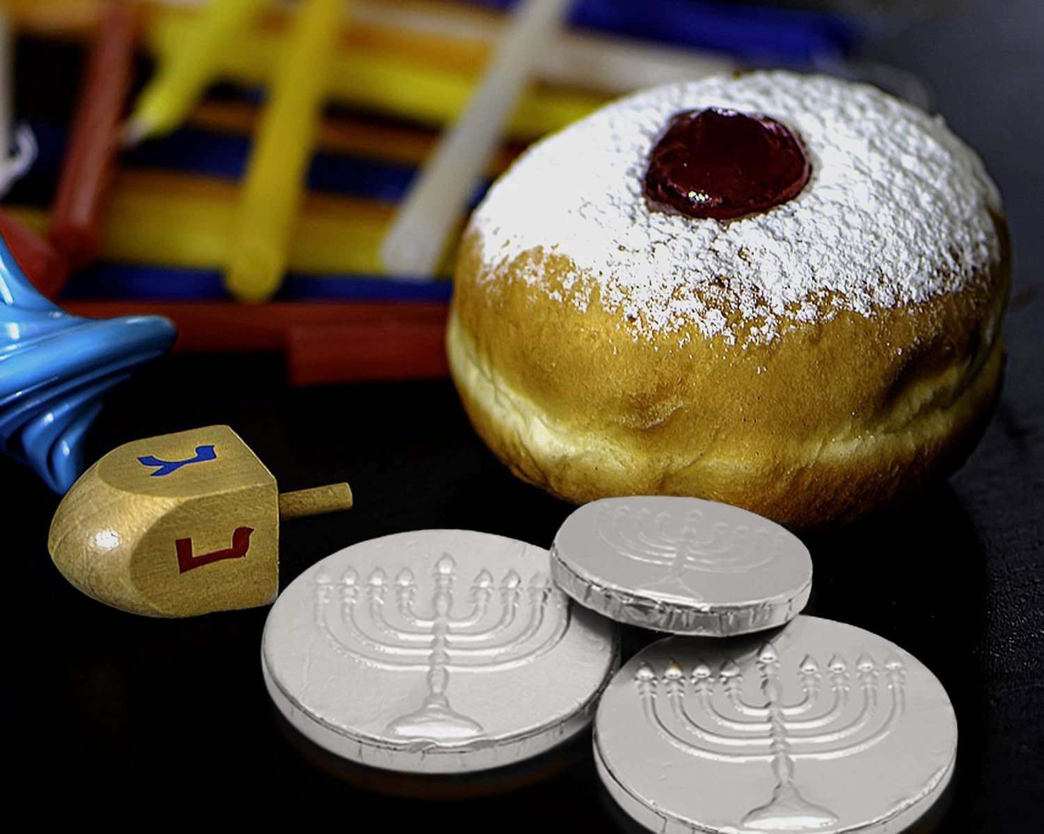Izzy 'n' Dizzy Hanukkah Gelt Coins Chocolate, Kosher Milk Chocolate Coins Nut Free (Dairy), Filled with Menorah Embossed Hanukkah Gelt Coins (12 Mesh Bags)