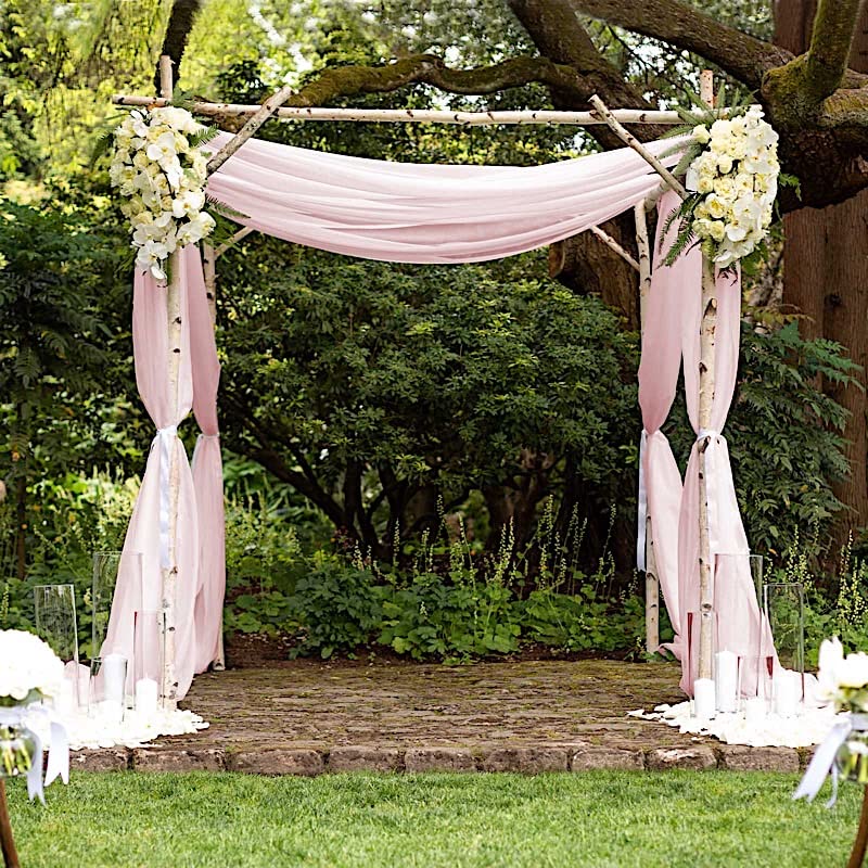 5x32 feet Rose Gold Premium Chiffon Sheer Curtain Panel Ceiling Backdrop Drape Wedding Party Events Reception Supplies