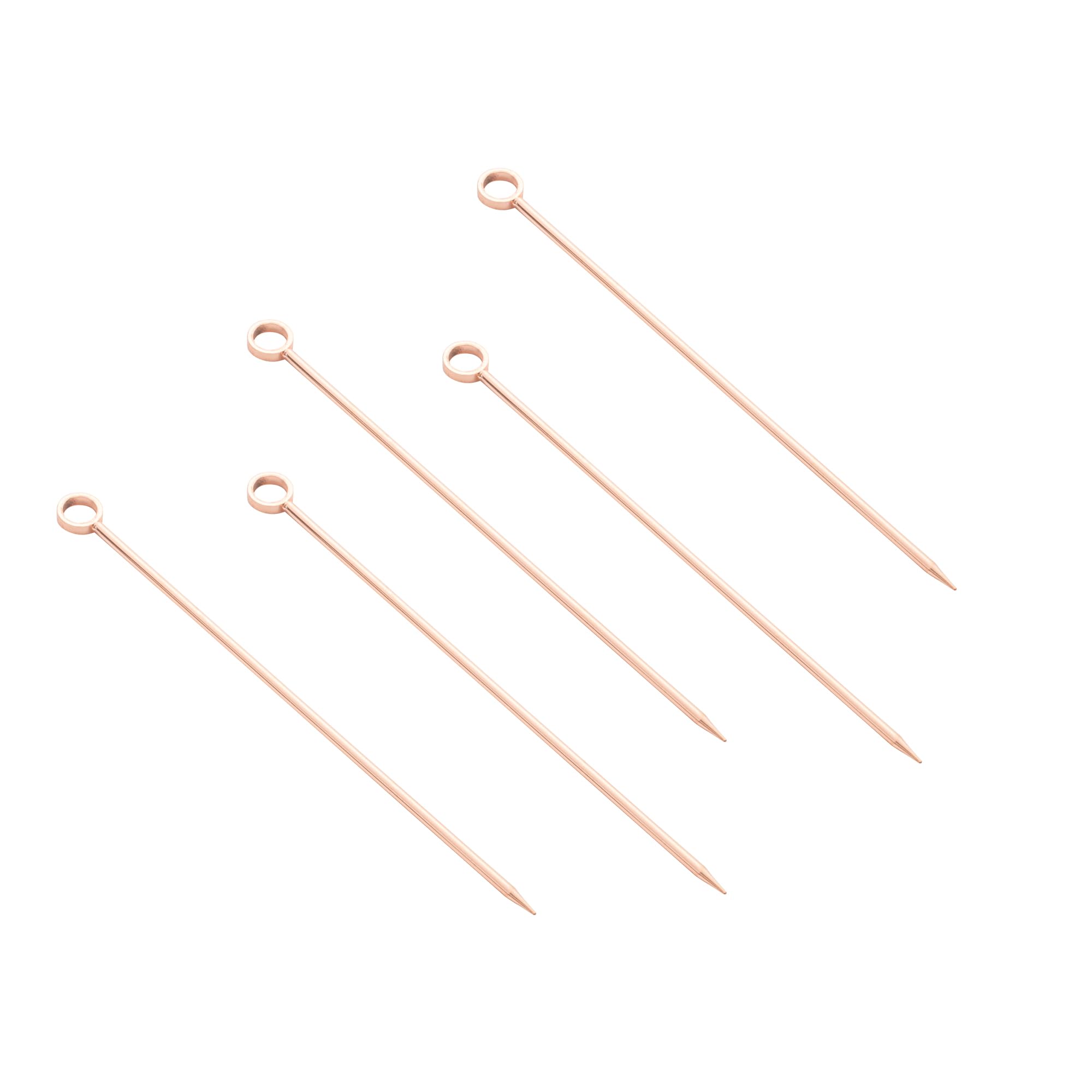 Restaurantware 4.5-inch Stainless Steel Cocktail and Martini Picks: Perfect for Professional Bars or At Home Use - Copper Plated Skewer For Fruit or Olive Garnishes - 10ct Toothpicks