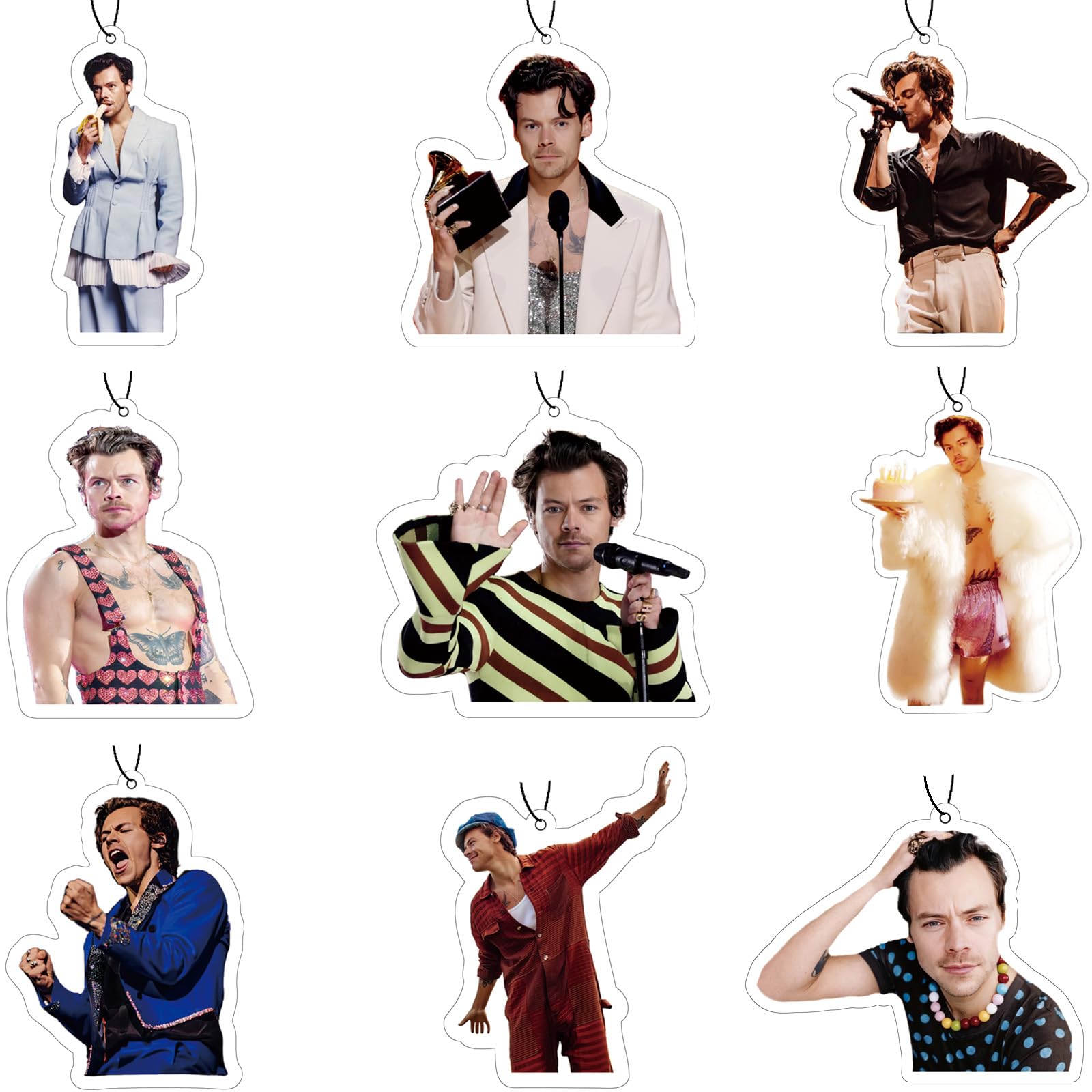 Podony 9pcs Harry Car Air Fresheners, Long Lasting New Car Ocean Scent Funny Harry Car Decor Accessories Hanging Rearview Mirror Pendant Harry Merch Great Gifts For Any Harry Fans Men Women