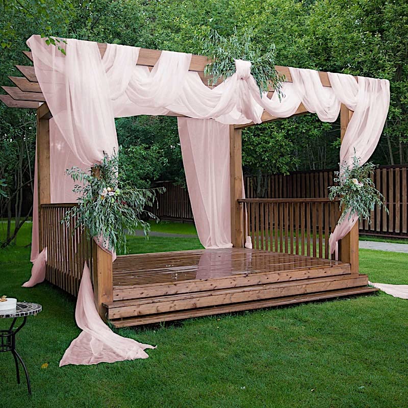 5x32 feet Rose Gold Premium Chiffon Sheer Curtain Panel Ceiling Backdrop Drape Wedding Party Events Reception Supplies