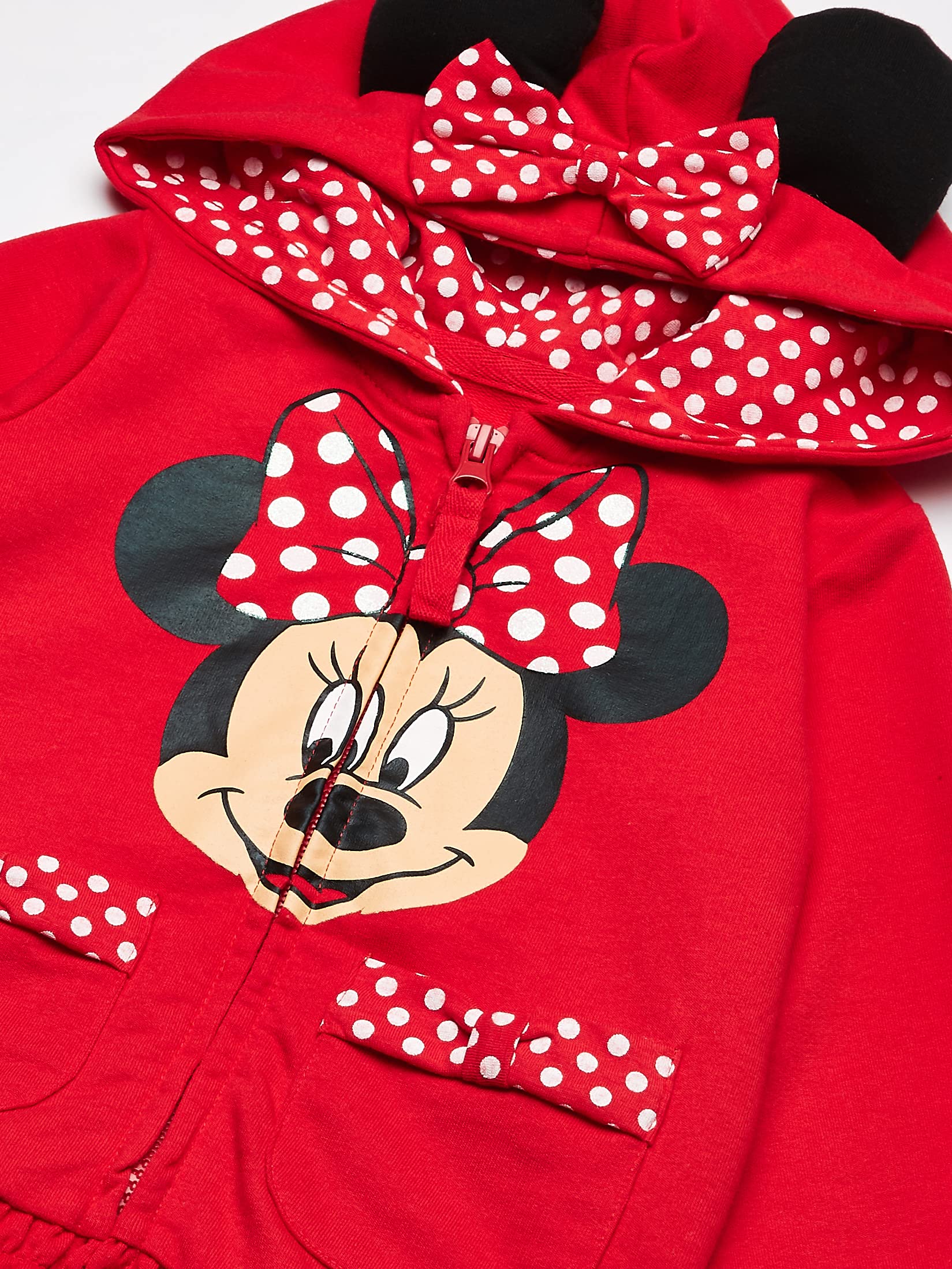 Disney girls Minnie Polka-dot Bow Hoodie Hooded Sweatshirt, Red, 6X-Large US
