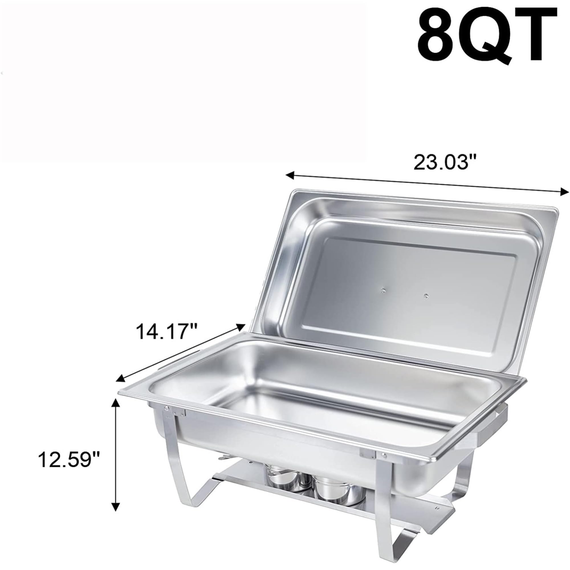 6 Packs Chafing Dish Buffet Set: 9 QT Stainless Steel Food Warmer - 9 Quart Buffet Servers with Fuel Holder & Water Pan - Chafer Set for Banquet Parties Even Catering Wedding (6 Packs)