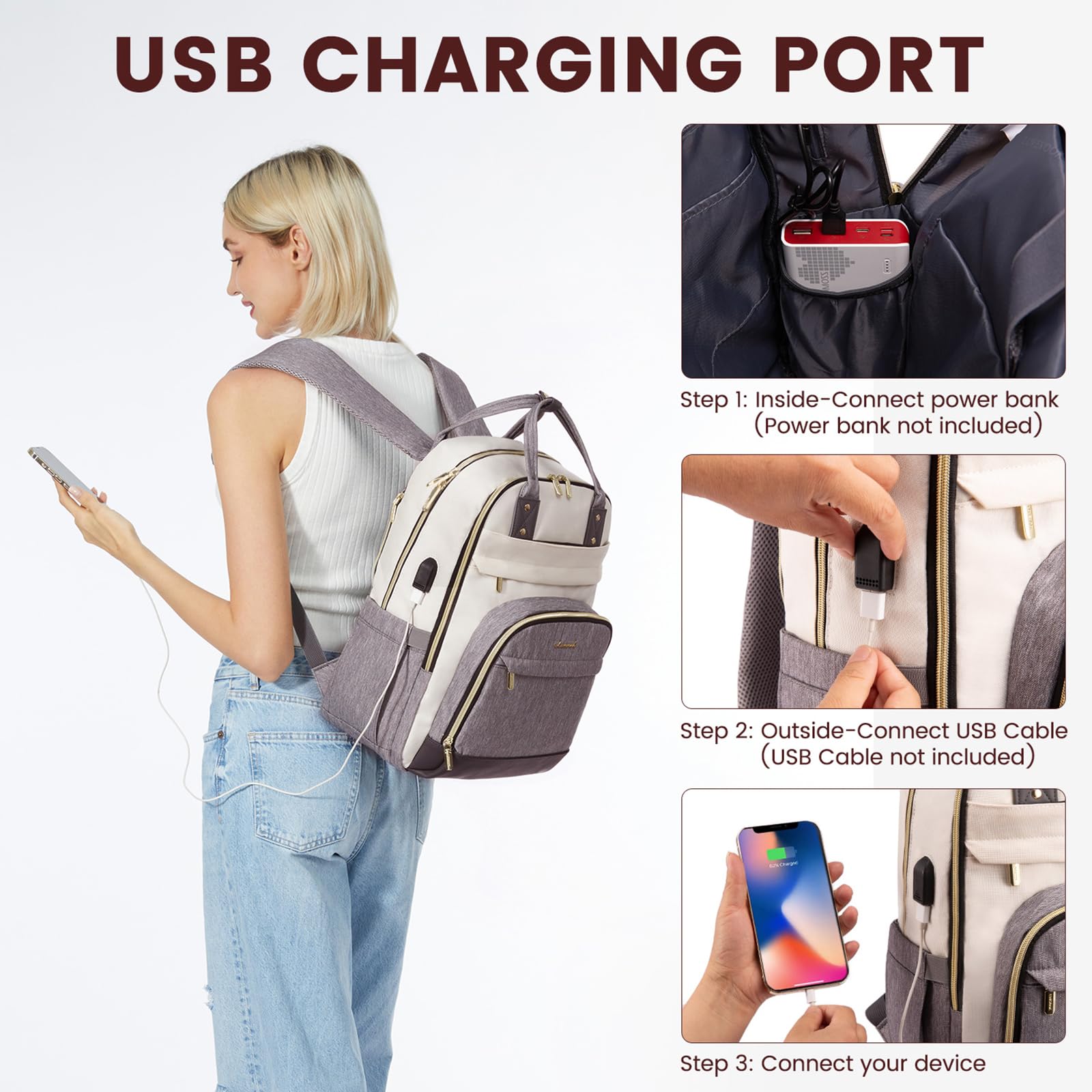 LOVEVOOK Backpack Purse for Women, Fits 15.6 Inch Laptop Backpack, Fashion Travel Work Anti-theft Bag, Business Compute